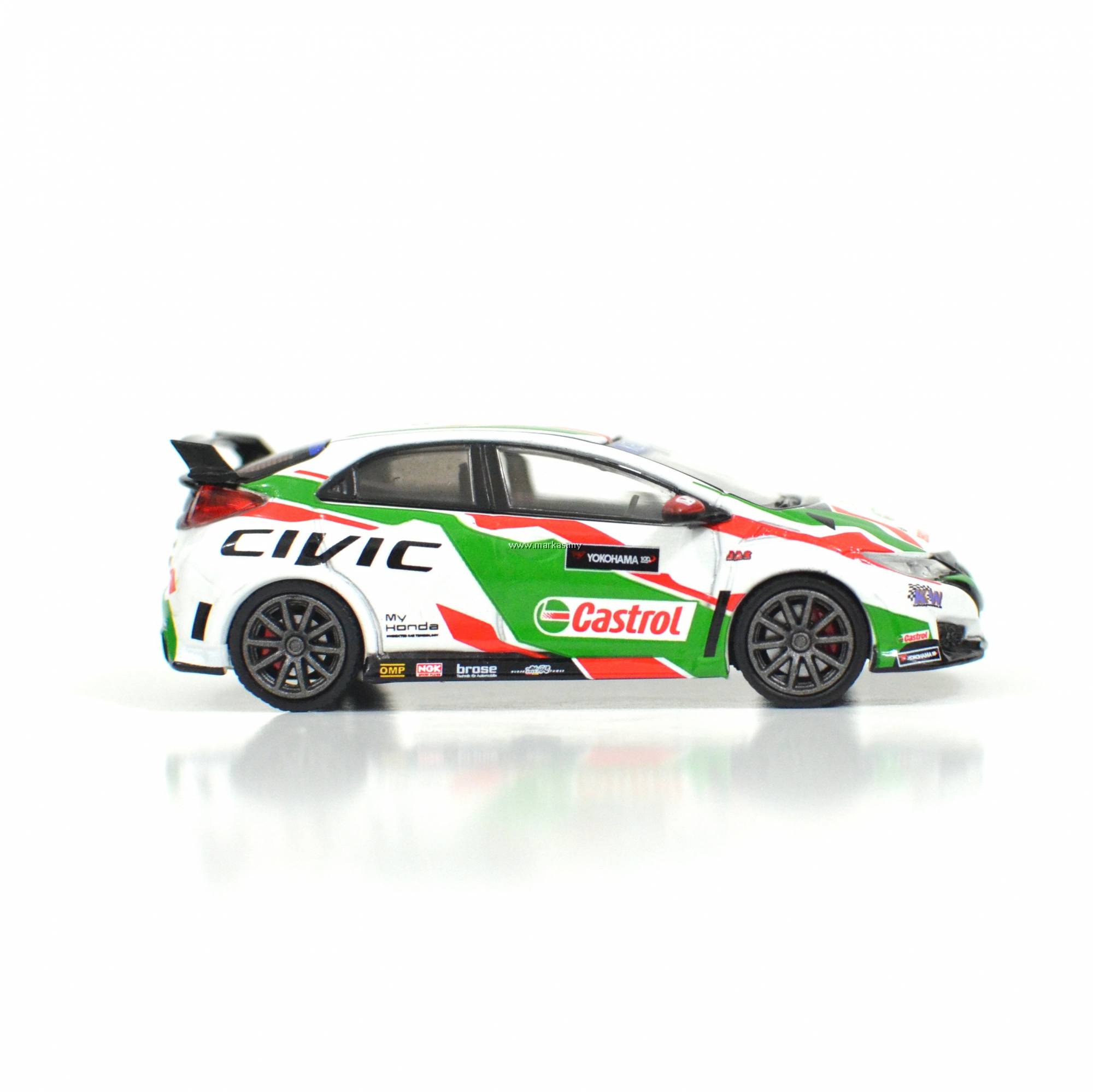 TARMAC WORKS HONDA CIVIC TYPE R FK2 TOURING CAR LIVERY WITH RACING WHEELS