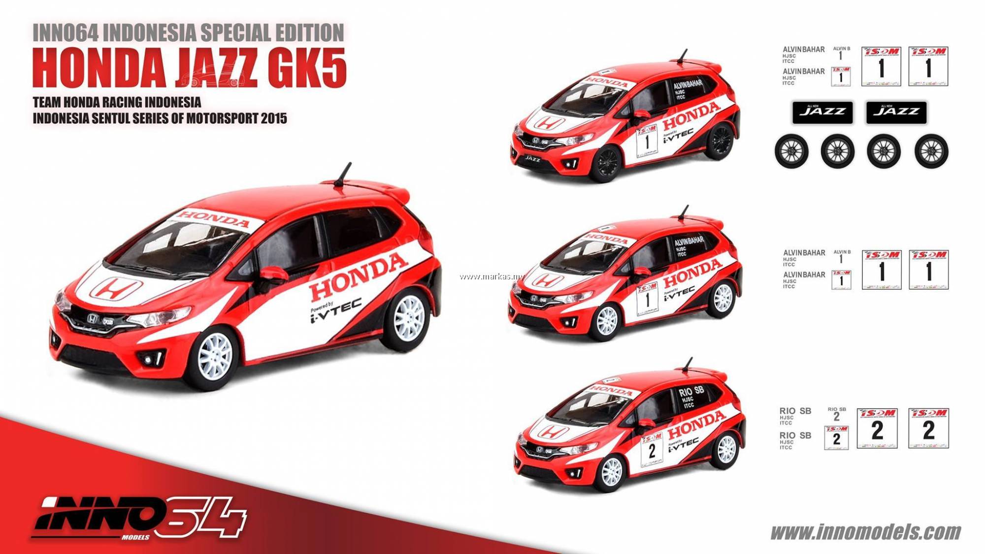 INNO MODELS INNO64 1/64 HONDA JAZZ GK5 "TEAM HONDA RACING INDONESIA ...