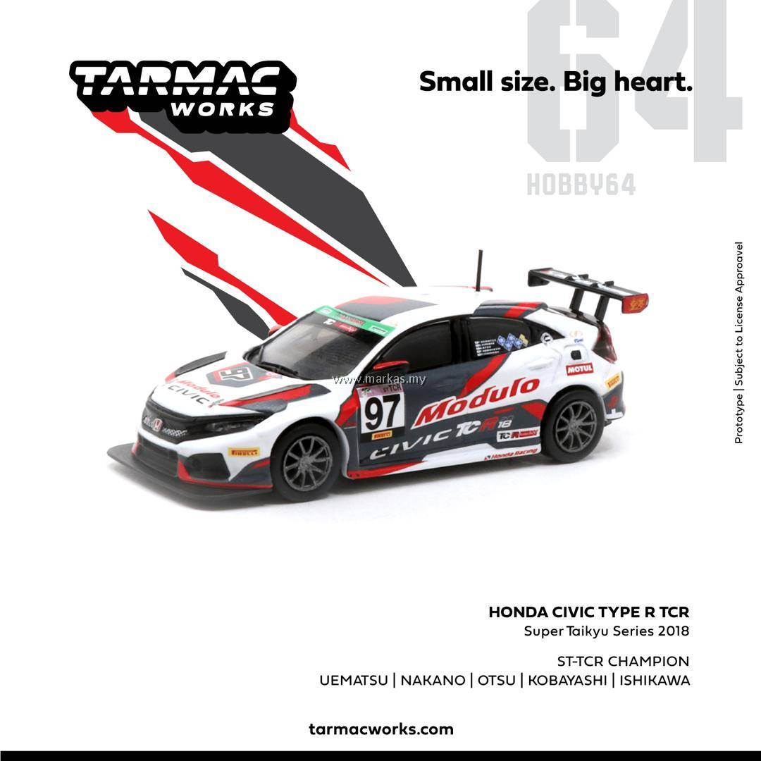 (PO) TARMAC WORKS 1/64 HONDA CIVIC TYPE R TCR SUPER TAIKYU SERIES 2018 #97