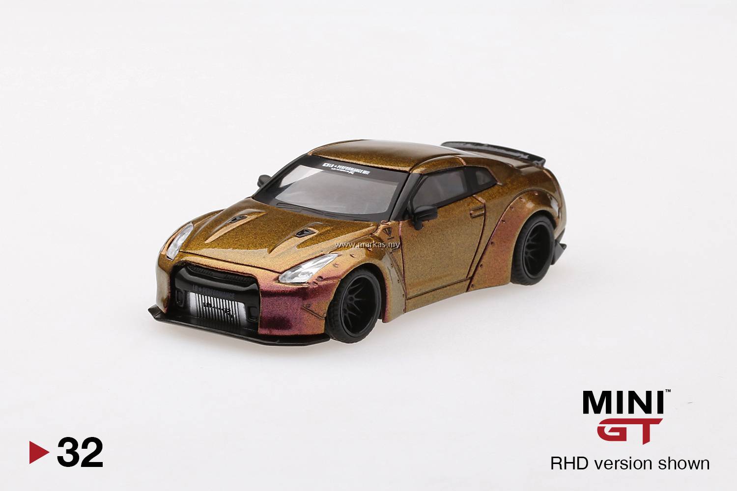MINI GT 1/64 #32 HK TOYEAST EXCLUSIVE LB★WORKS NISSAN GT-R R35 TYPE 1 WING VER 2 MAGIC BRONZE