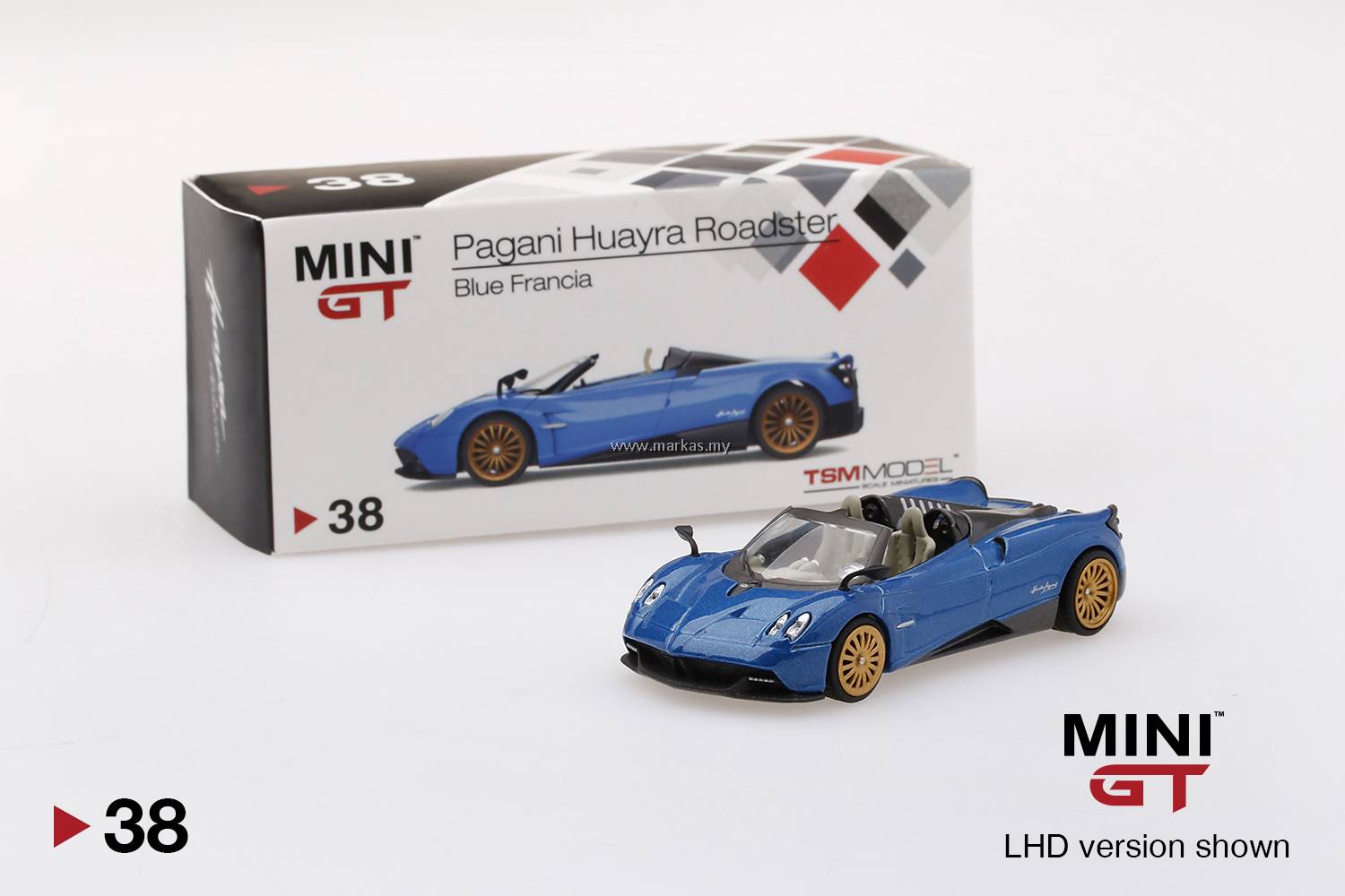 MINI GT 1/64 PAGANI HUAYRA ROADSTER BLUE FRANCIA (RHD)