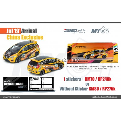 INNO MODELS INNO64 1/64 CHINA EXCLUSIVE - HONDA FIT 3 RS #99 J'S RACING ...