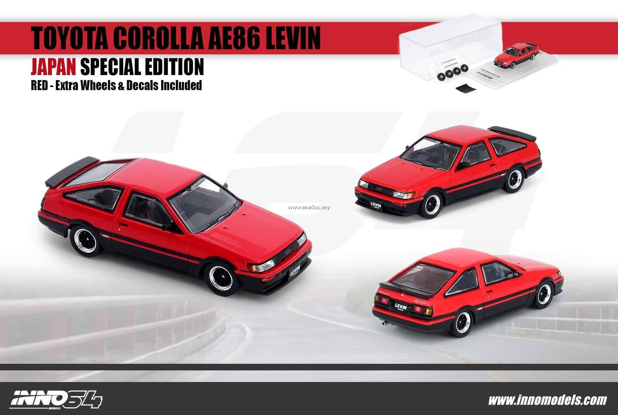 INNO MODELS INNO64 1/64 JAPAN EXCLUSIVE -TOYOTA COROLLA AE86 LEVIN RED ...