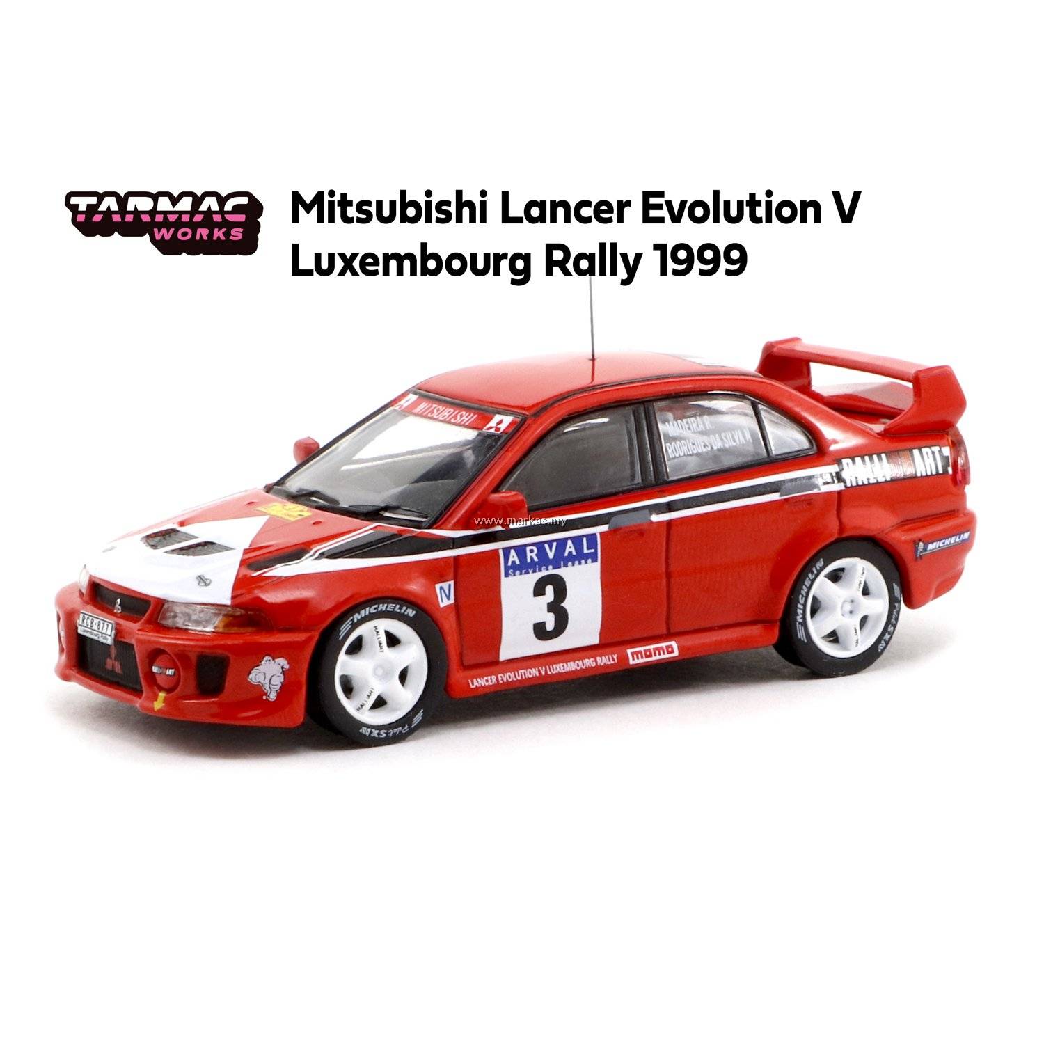 TARMAC WORKS 1/64 MITSUBISHI LANCER EVOLUTION V LUXEMBOURG RALLY 1999 ...