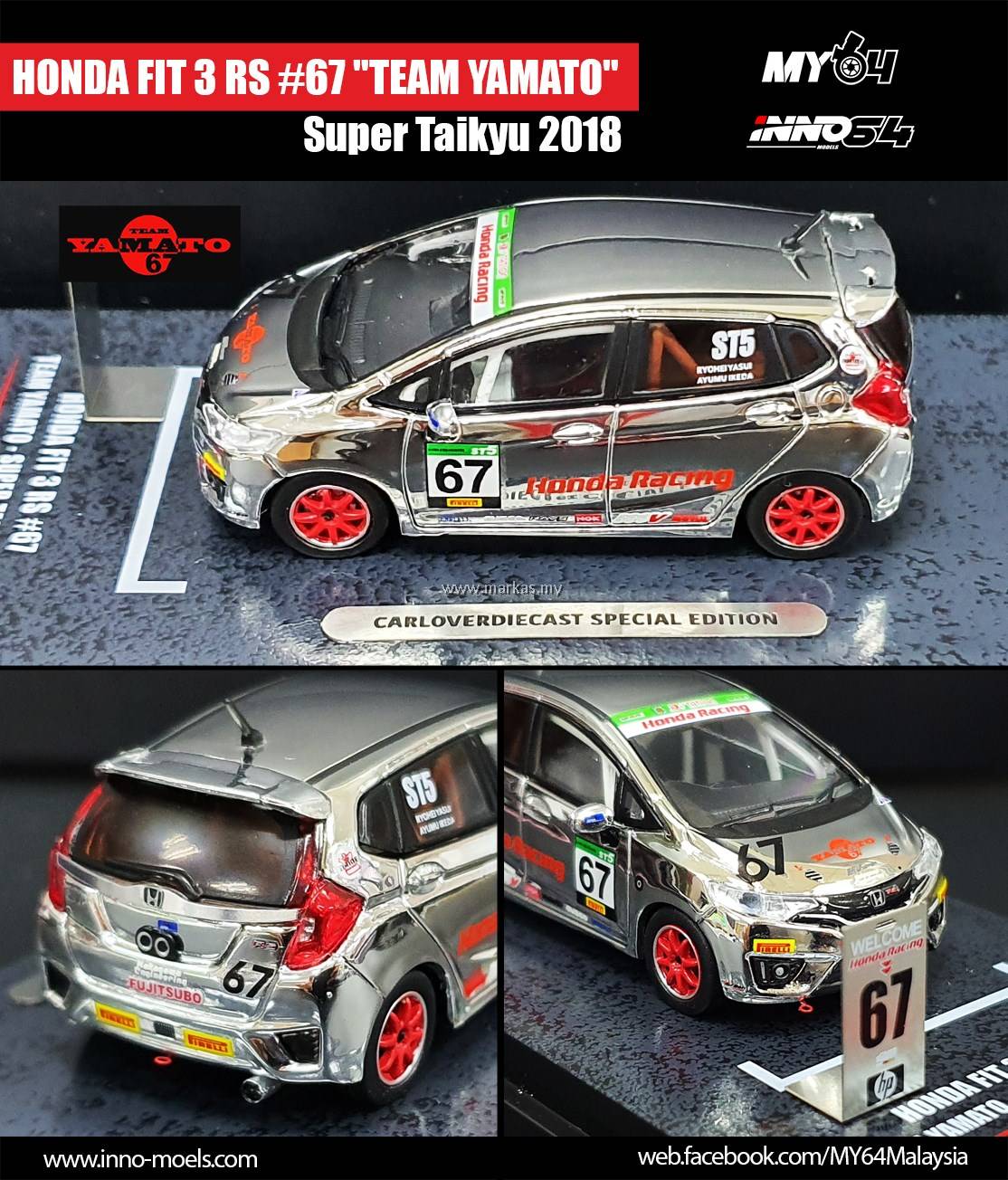 INNO MODELS INNO64 1/64 TEAM YAMATO EXCLUSIVE HONDA CIVIC TYPE R FD2 & HONDA FIT 3 RS