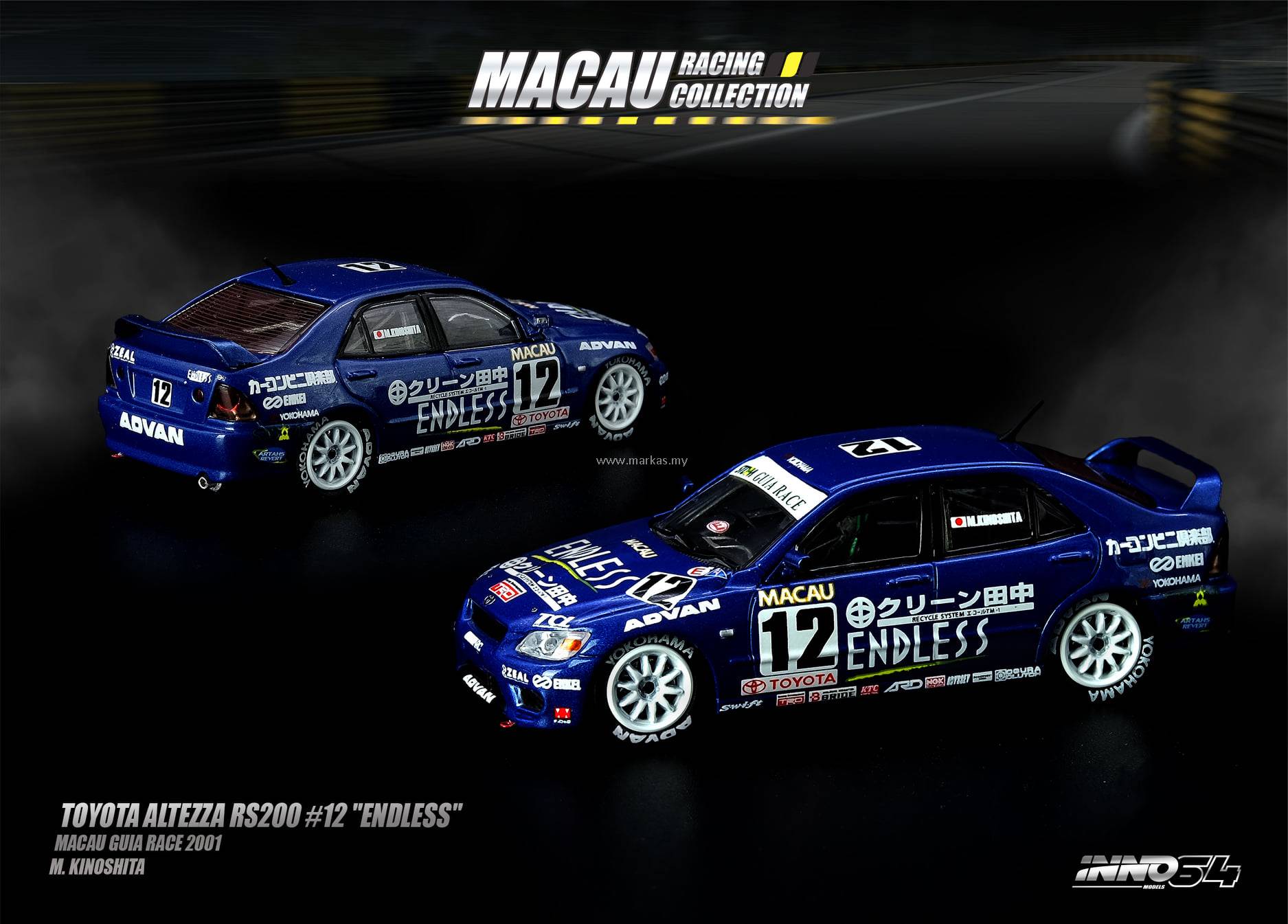 INNO MODELS INNO64 1/64 TOYOTA ALTEZZA RS200 #12 ENDLESS