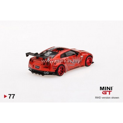 MINI GT 1/64 #77 LB WORKS NISSAN GTR R35 TYPE 1 REAR WING VER 1+2 CANDY RED