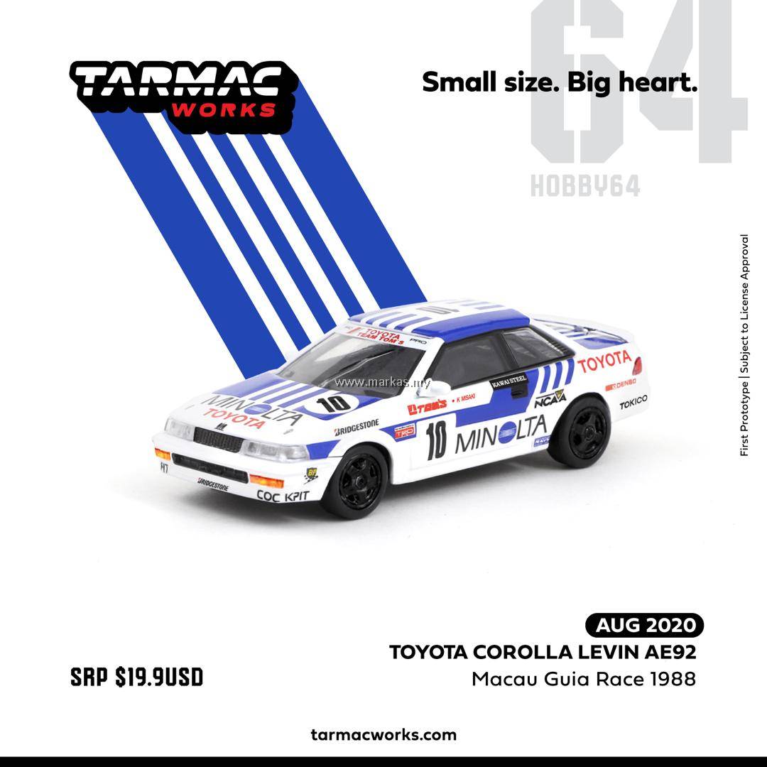 (PO) TARMAC WORKS HOBBY64 1/64 TOYOTA COROLLA AE92 MACAU GUIA RACE 1988