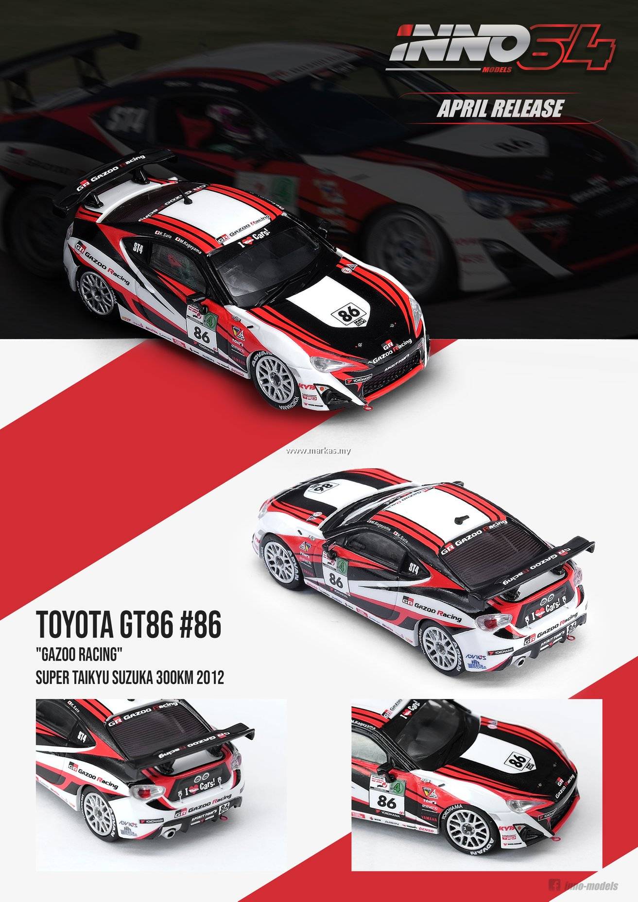 INNO MODELS INNO64 1/64 TOYOTA GT86 #86 GAZOO RACING SUPER TAIKYU ...