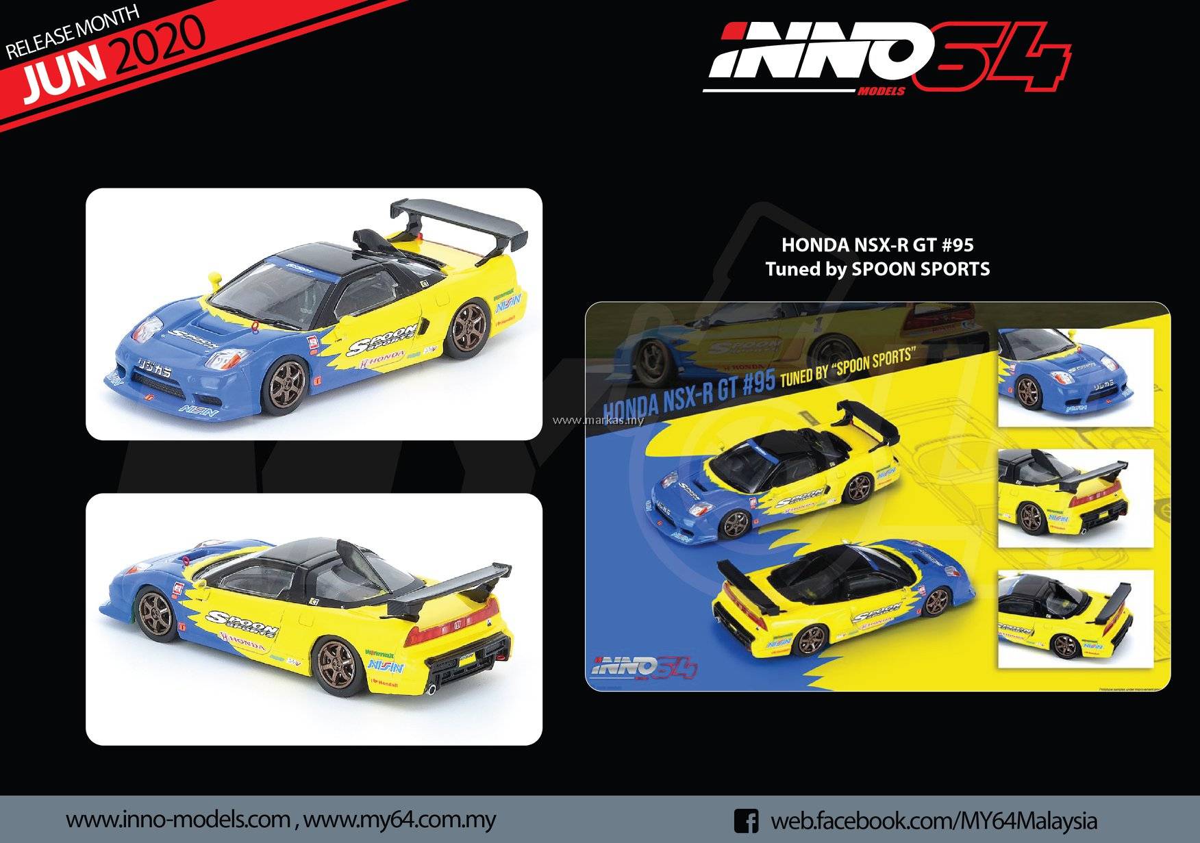 INNO MODELS INNO64 1/64 HONDA NSX-R GT #95 TUNED BY SPOON SPORTS