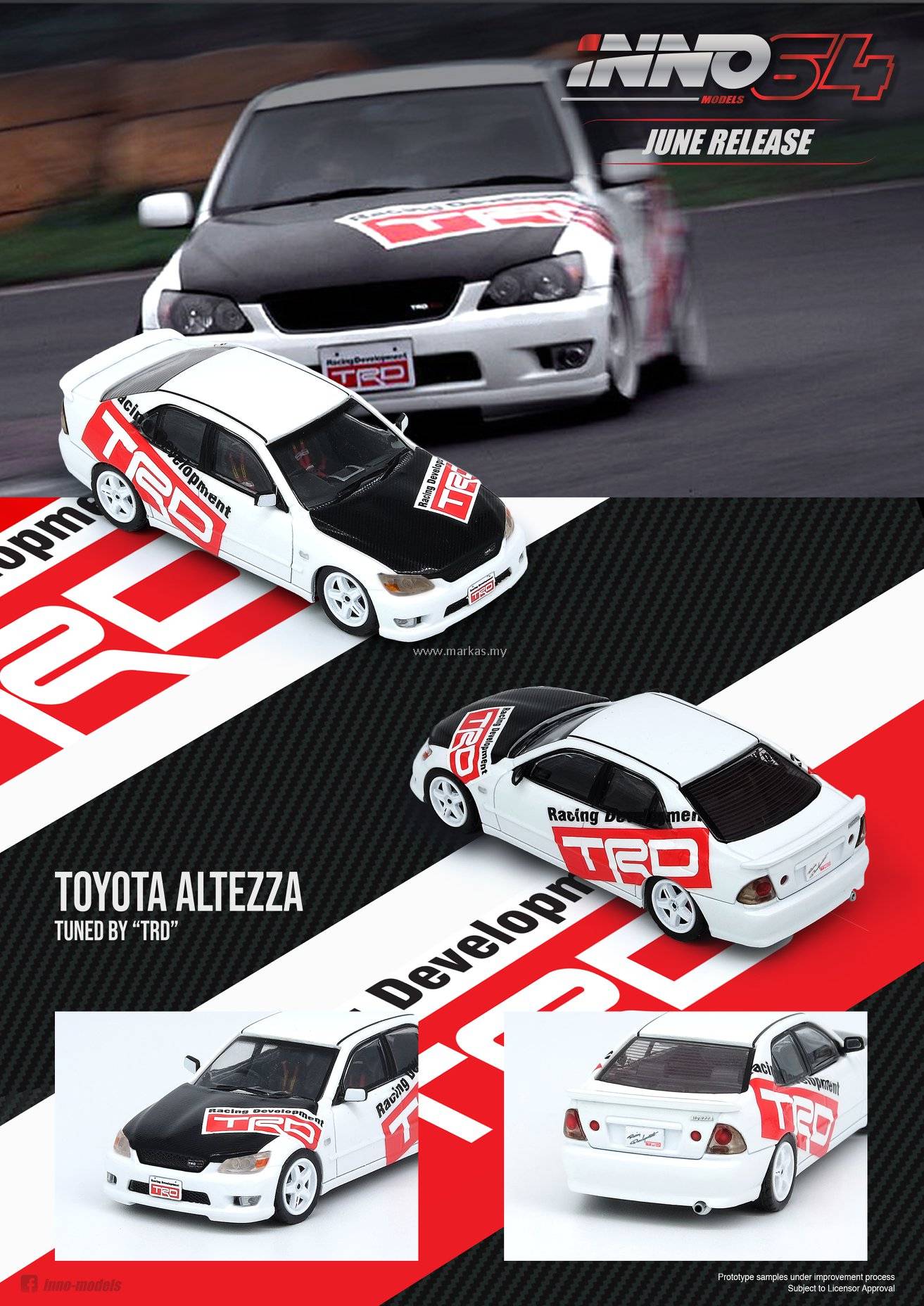 INNO MODELS INNO64 1/64 TOYOTA ALTEZZA TUNED BY TRD RACING DEVELOPMENT