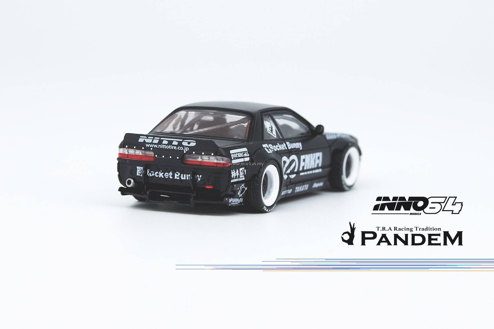 INNO MODELS INNO64 1/64 NISSAN SILVIA S13 ROCKET BUNNY V2 MATTE BLACK ENKEI