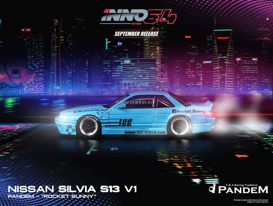INNO MODELS INNO64 1/64 NISSAN SILVIA S13 ROCKET BUNNY V1 LIGHT BLUE