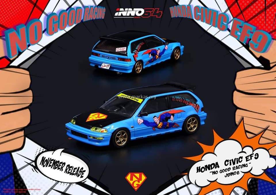 INNO MODELS INNO64 1/64 HONDA CIVIC EF9 NO GOOD RACING JDM COLLECTION SUPERMAN