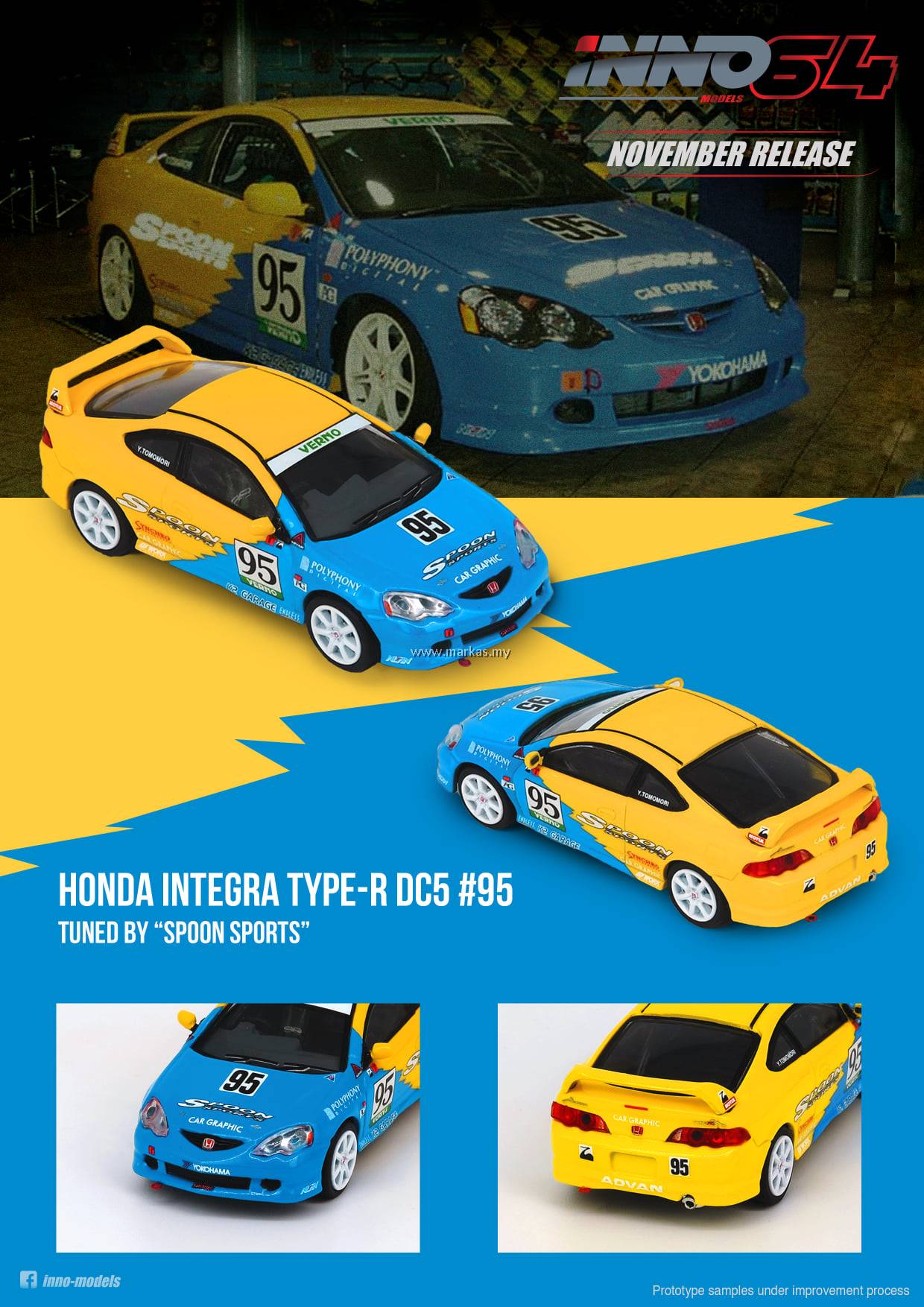 INNO MODELS INNO64 1/64 HONDA INTEGRA TYPE-R DC5 TUNED BY SPOON SPORTS