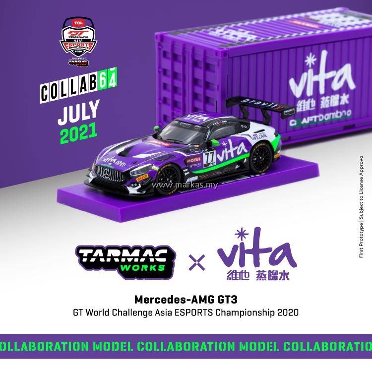 (PO) TARMAC WORKS COLLLAB64 1/64 MERCEDES AMG GT3 GT WORLD CHALLENGE ...