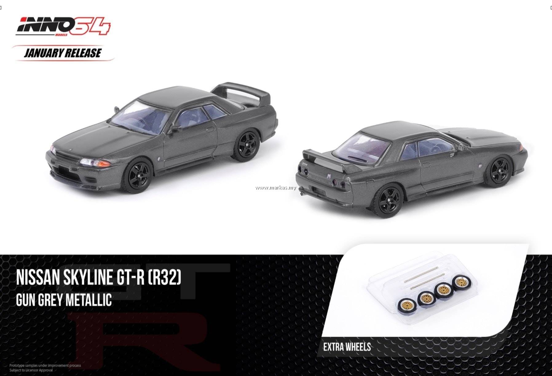 INNO MODELS INNO64 1/64 NISSAN SKYLINE GT-R (R32) GUN GREY METALLIC