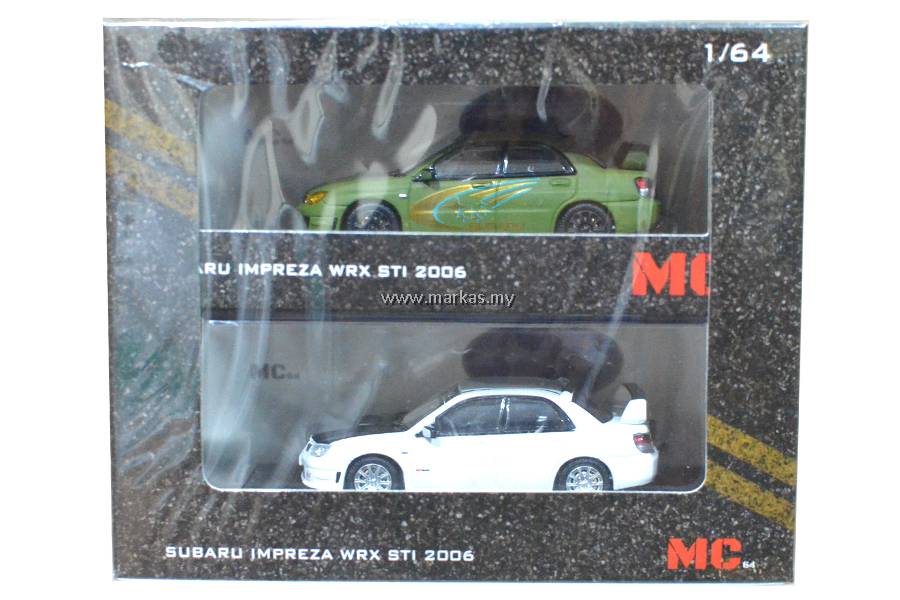 MC64 1/64 SUBARU IMPREZA WRX STI 2006 MATT GREEN & WHITE SET