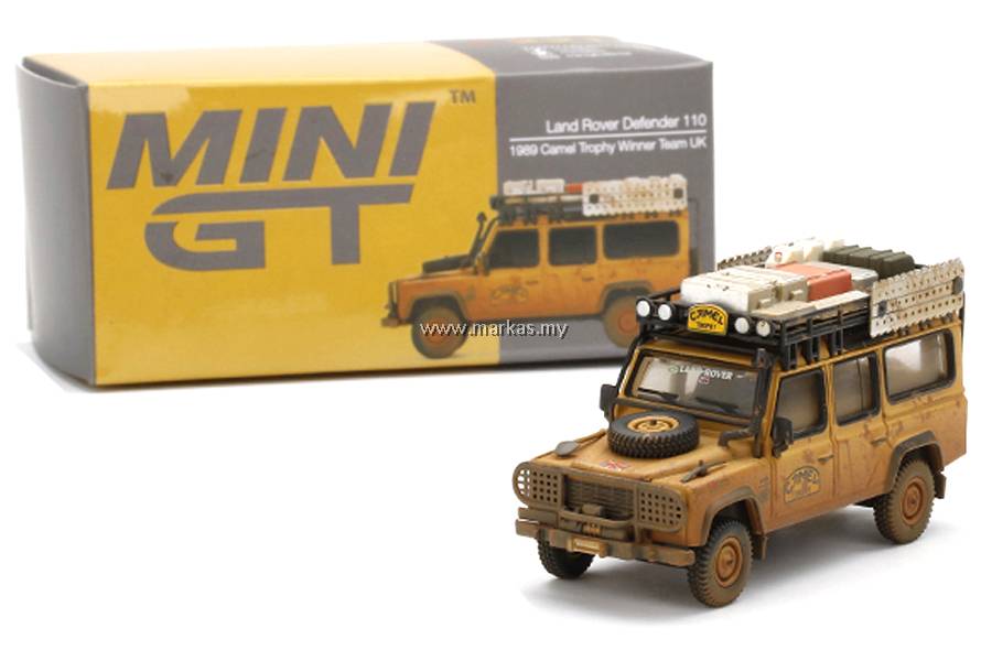 MINI GT #221 1/64 LAND ROVER DEFENDER 110 1989 CAMEL TROPHY WINNER TEAM ...