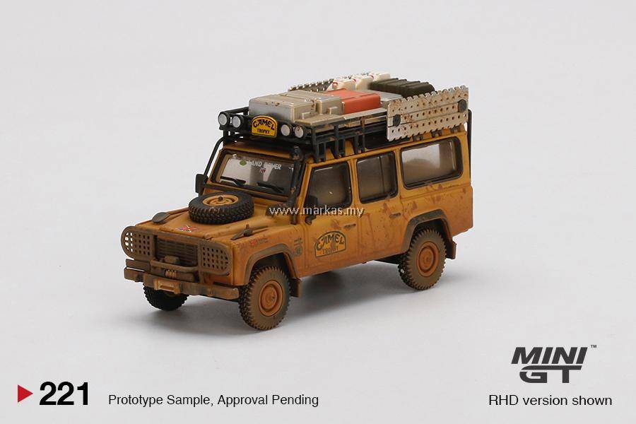 MINI GT #221 1/64 LAND ROVER DEFENDER 110 1989 CAMEL TROPHY WINNER TEAM ...