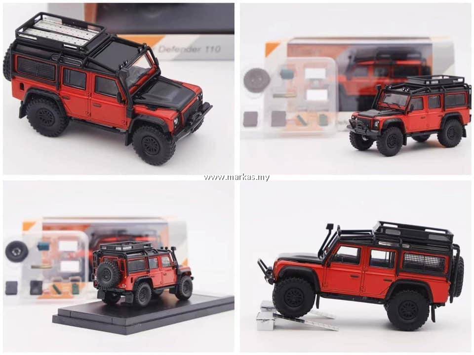 MASTER MODEL 1/64 LAND ROVER DEFENDER 110 ORANGE WITH ACCESSORIES