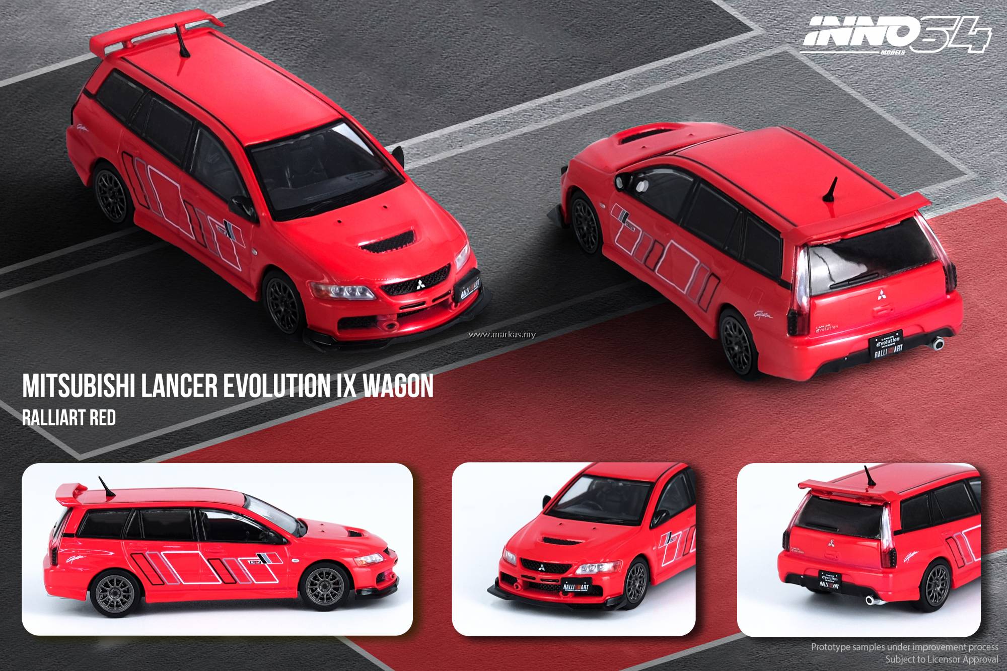 INNO MODELS INNO64 1/64 MITSUBISHI LANCER EVOLUTION IX WAGON 2005 RALLIART RED
