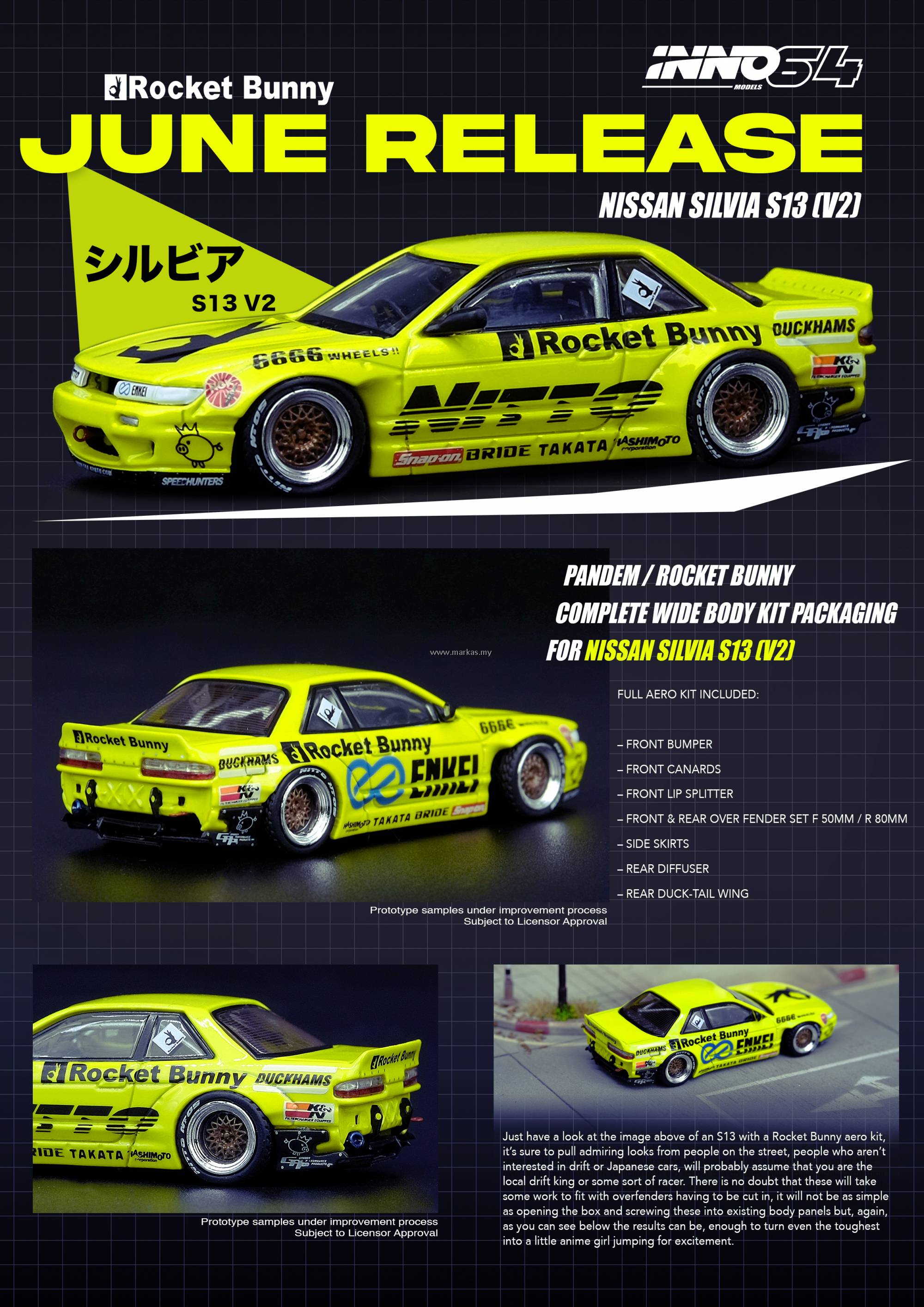 INNO MODELS INNO64 1/64 NISSAN SILVIA S13 V2 PANDEM / ROCKET BUNNY ...