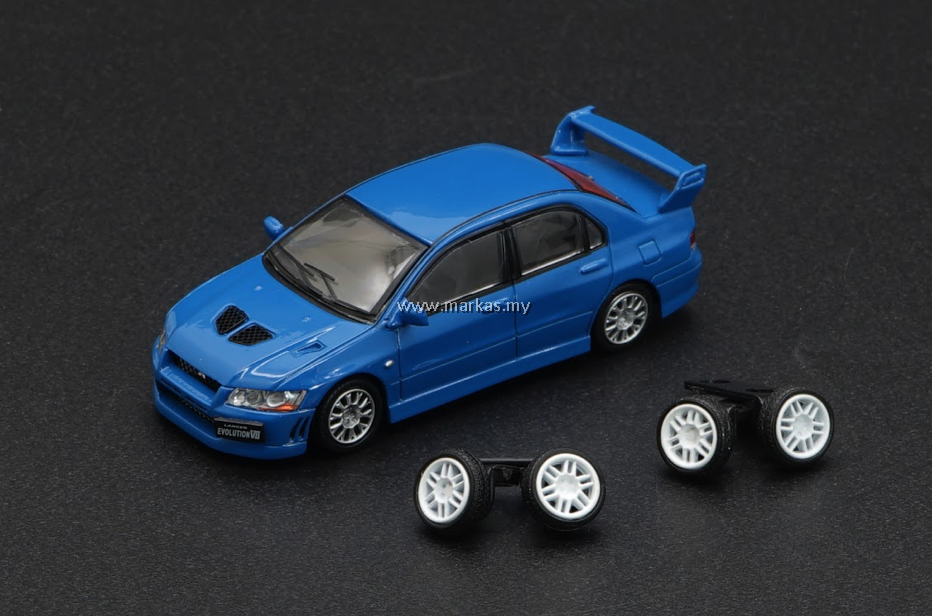 BM CREATIONS 1/64 MITSUBISHI LANCER EVO VII BLUE (RHD)