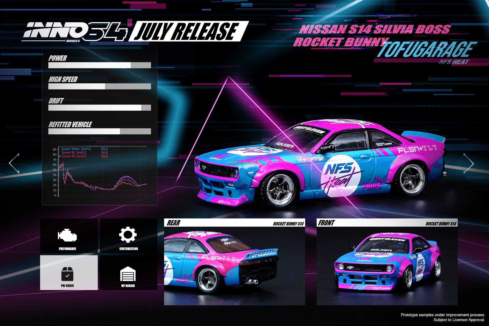 INNO MODELS INNO64 1/64 NISSAN SILVIA S14 ROCKET BUNNY BOSS AERO ...