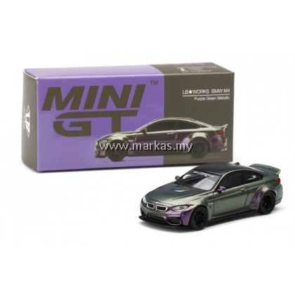 (MINI GT 1/64 #228 LB WORKS BMW M4 PURPLE GREEN METALLIC