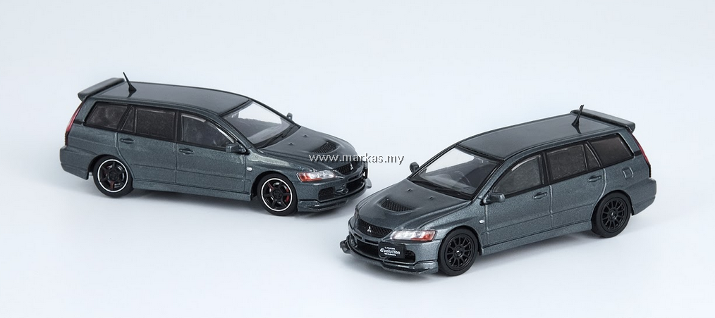 INNO MODELS INNO64 1/64 MITSUBISHI LANCER EVOLUTION IX WAGON METALLIC GREY WITH EXTRA WHEELS