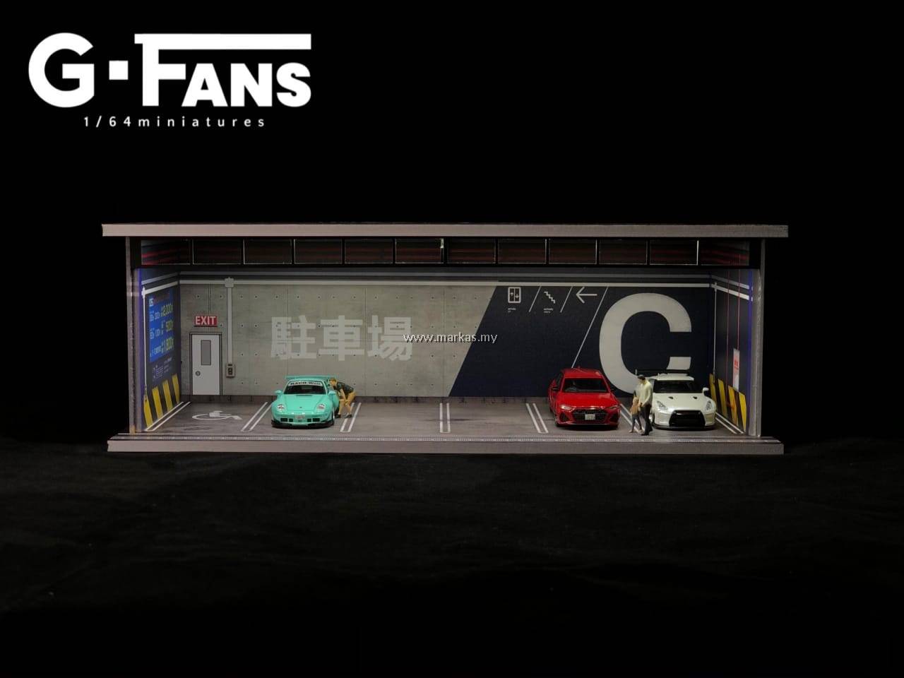 (PO) G-FANS MODELS 1/64 GARAGE SCENE PARKING DIORAMA WITH LED LIGHT