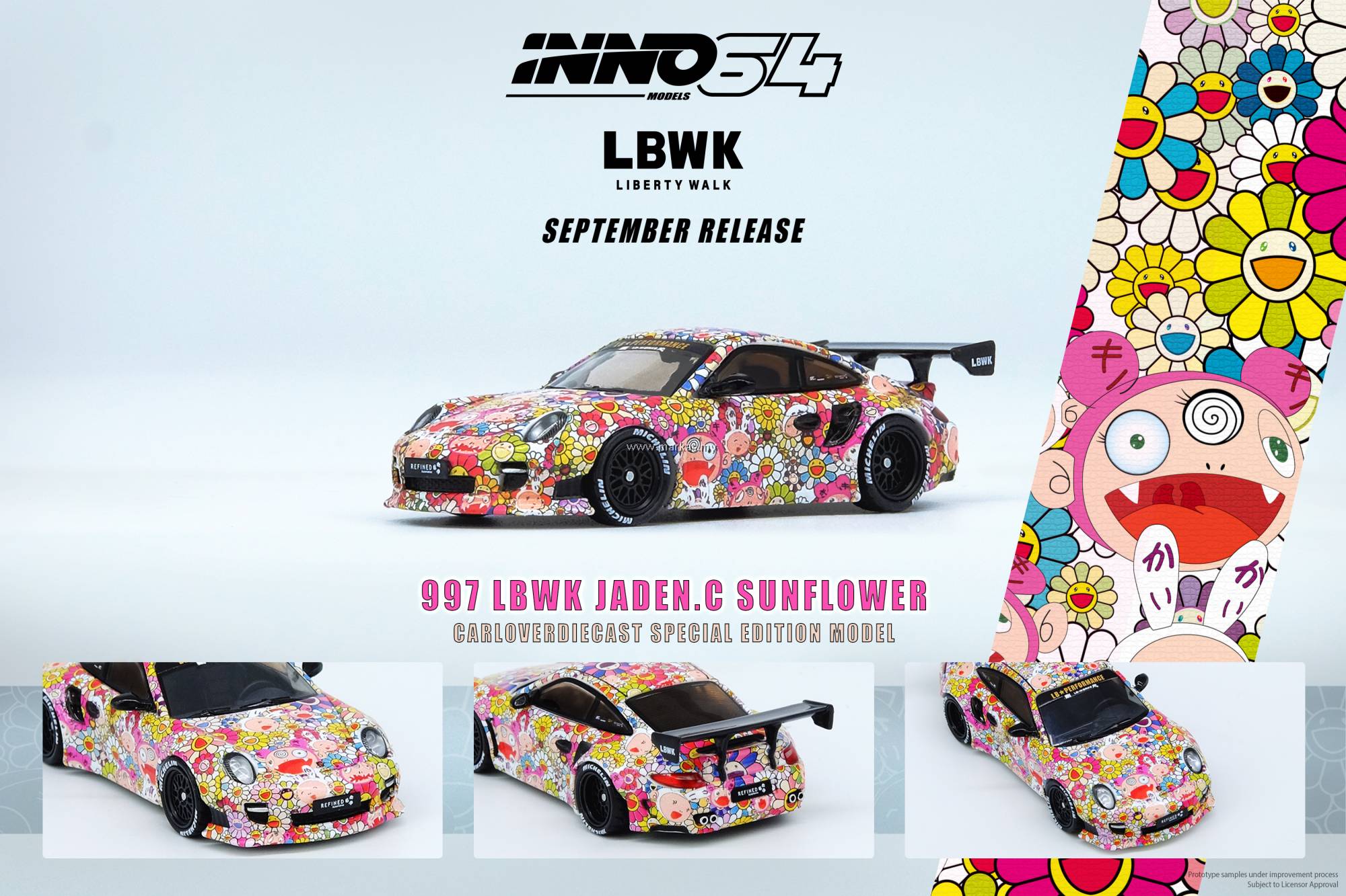 INNO MODELS INNO64 1/64 PORSCHE 997 LBWK JADEN.C SUNFLOWERS ...