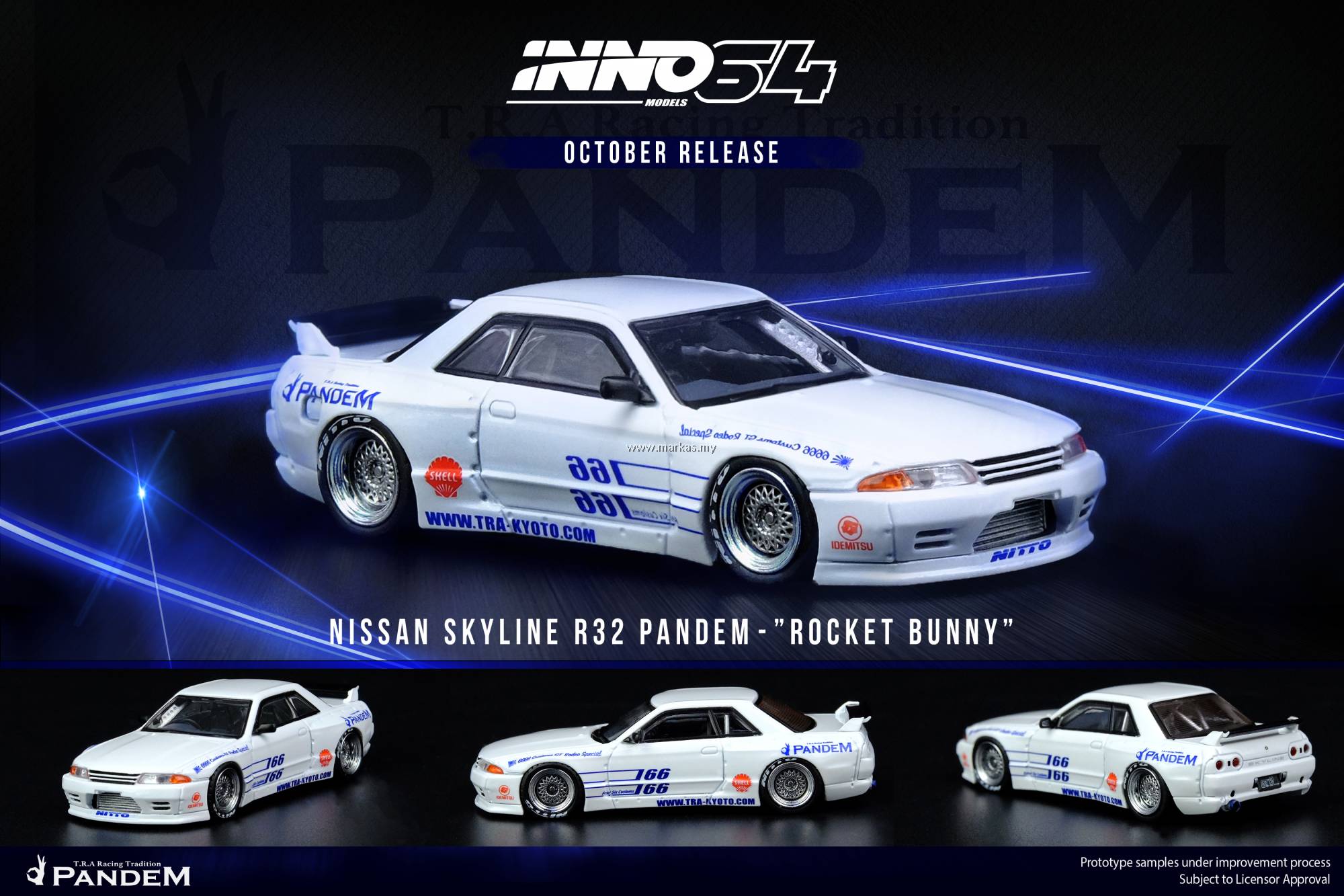 INNO MODELS INNO64 1/64 NISSAN SKYLINE GT-R R32 PANDEM ROCKET BUNNY WHITE
