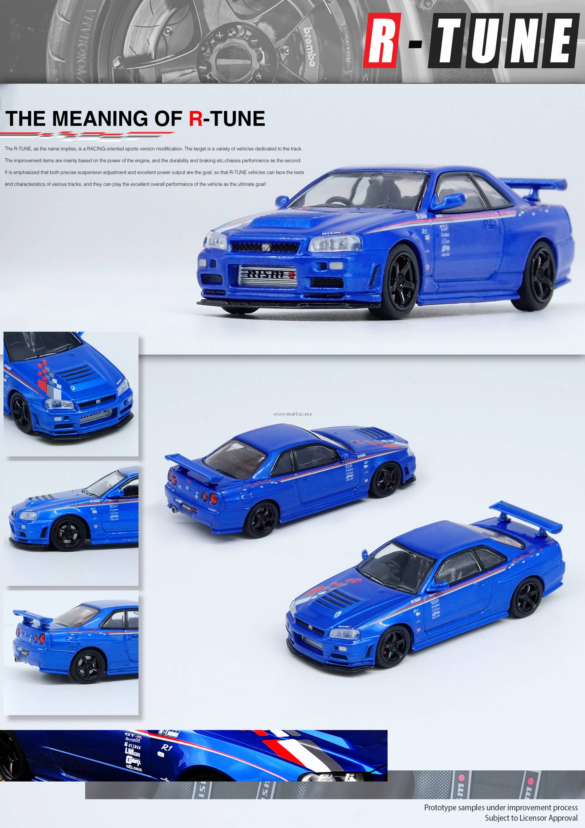 (PO) INNO MODELS INNO64 1/64 NISSAN SKYLINE GT R R34 R-TUNE BAYSIDE BLUE
