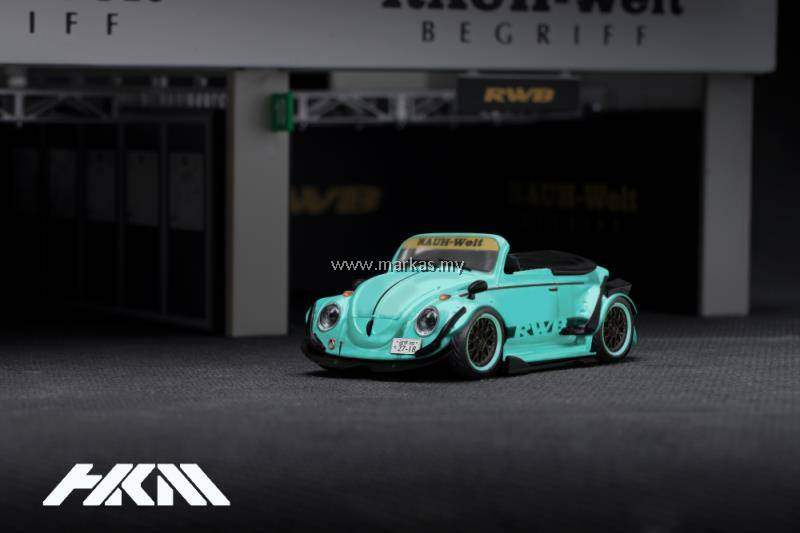 HKM 1/64 RWB BEETLE WITH MOVABLE ROOF TIFFANY BLUE