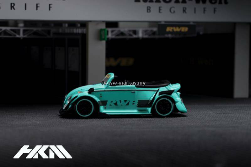 HKM 1/64 RWB BEETLE WITH MOVABLE ROOF TIFFANY BLUE