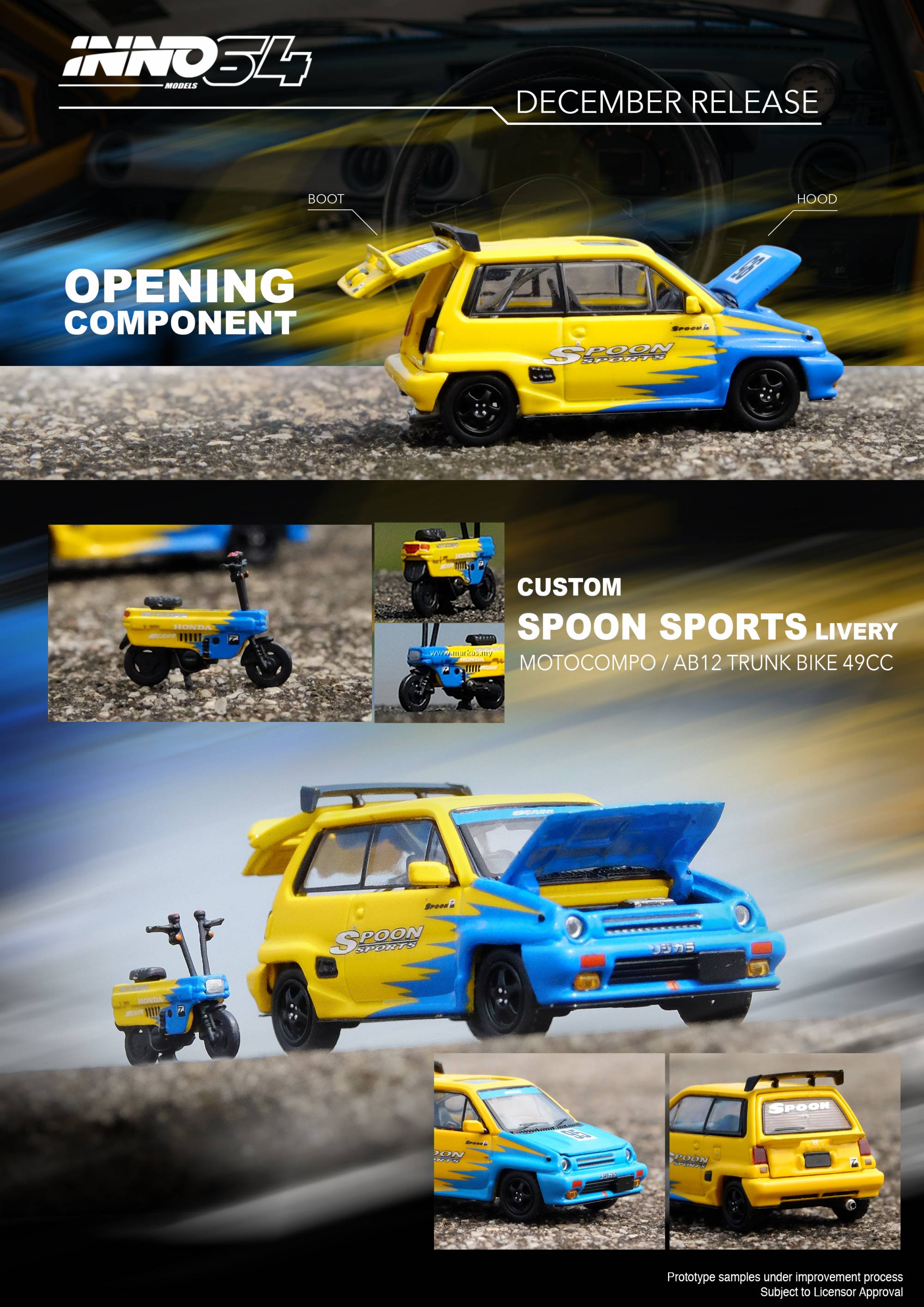 INNO MODELS INNO64 1/64 HONDA CIVIC TYPE-R EK9 YELLOW TUNED BY SPOON SPORTS