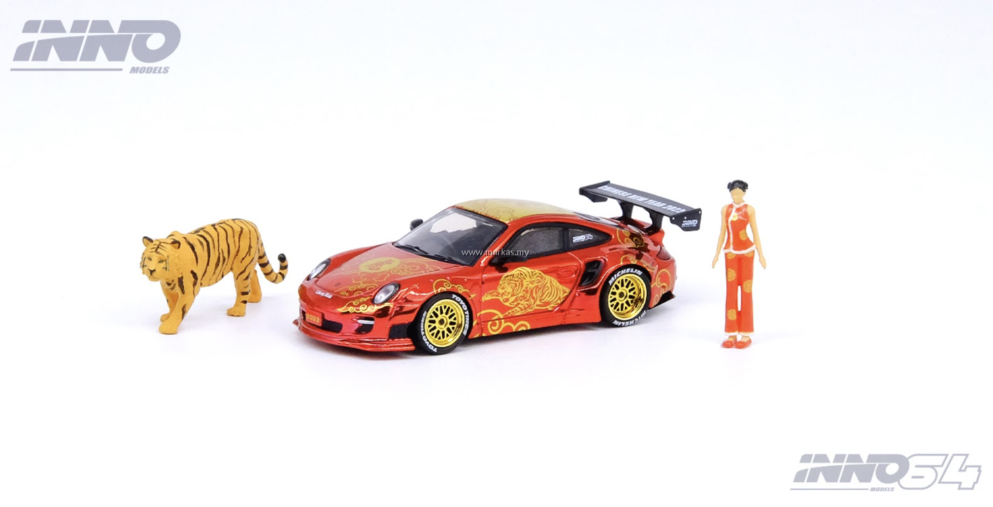 INNO MODELS INNO64 1/64 PORSCHE 997 LBWK YEAR OF THE TIGER 2022 CNY ...