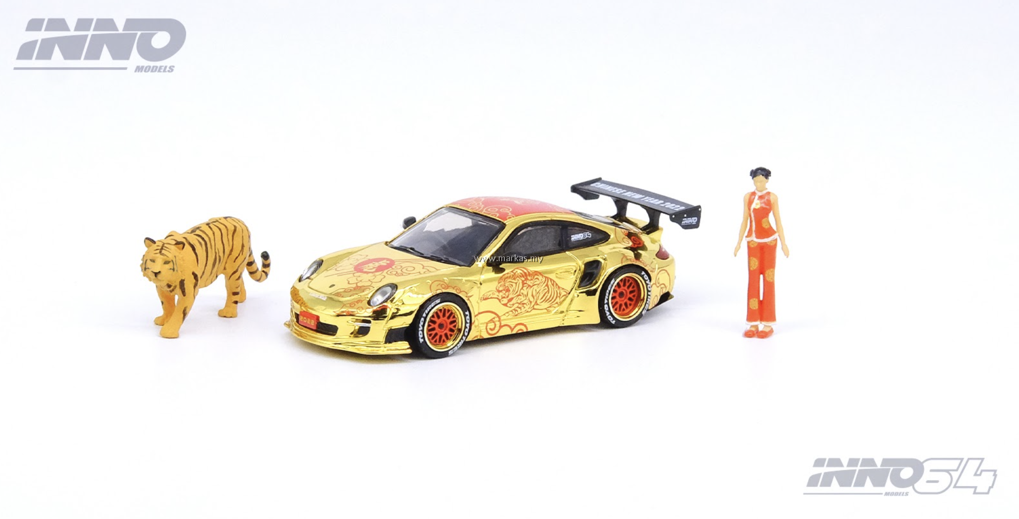 INNO MODELS INNO64 1/64 PORSCHE 997 LBWK YEAR OF THE TIGER 2022 CNY ...
