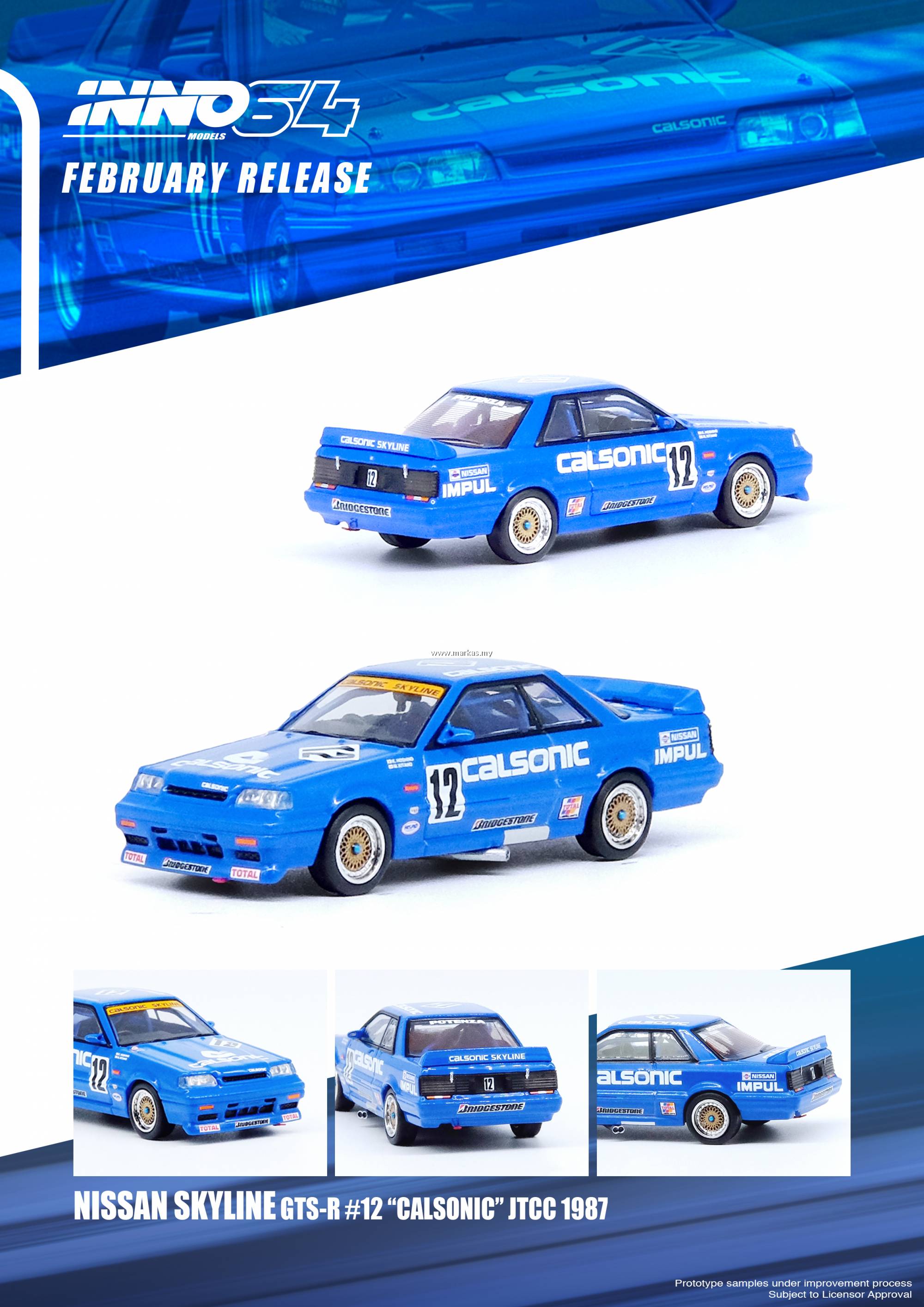 INNO MODELS INNO64 1/64 NISSAN SKYLINE R31 GTS-R #12 CALSONIC JTCC 1987