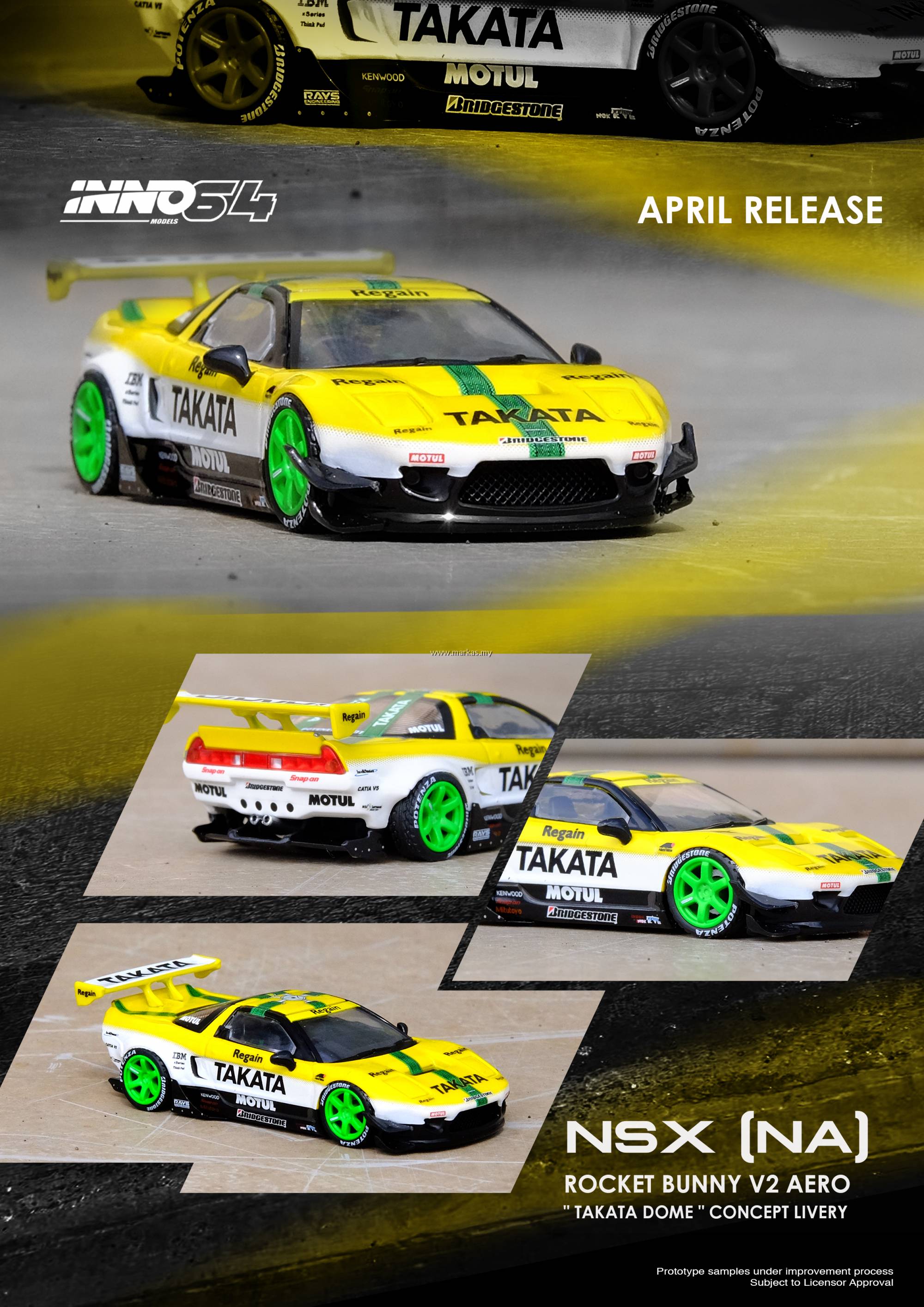 INNO MODELS INNO64 1/64 HONDA NSX NA1 ROCKET BUNNY V2 AERO TAKATA DOME ...