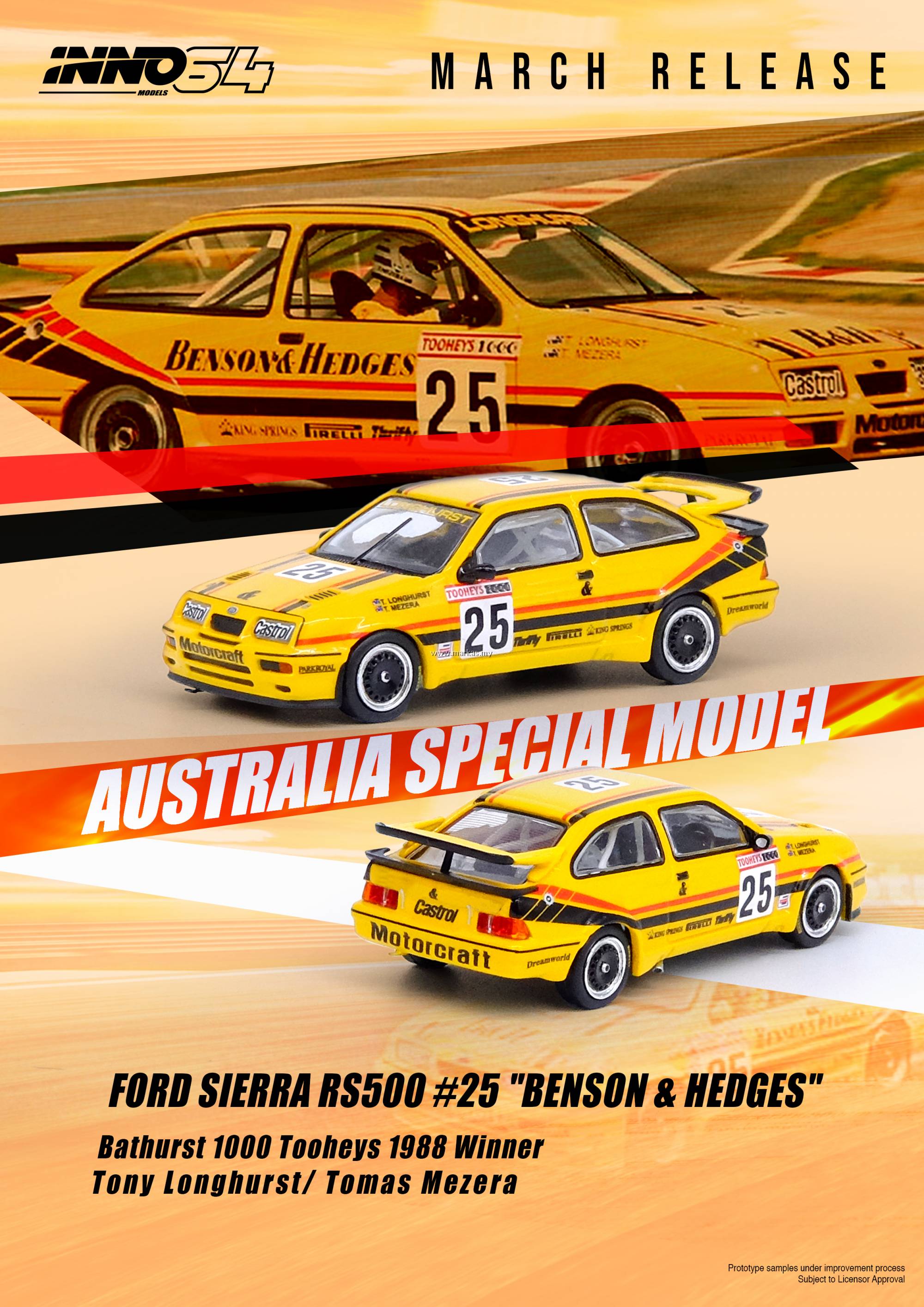 INNO MODELS INNO64 1/64 FORD SIERRA RS500 #25 BENSON & HEDGES BATHURST ...