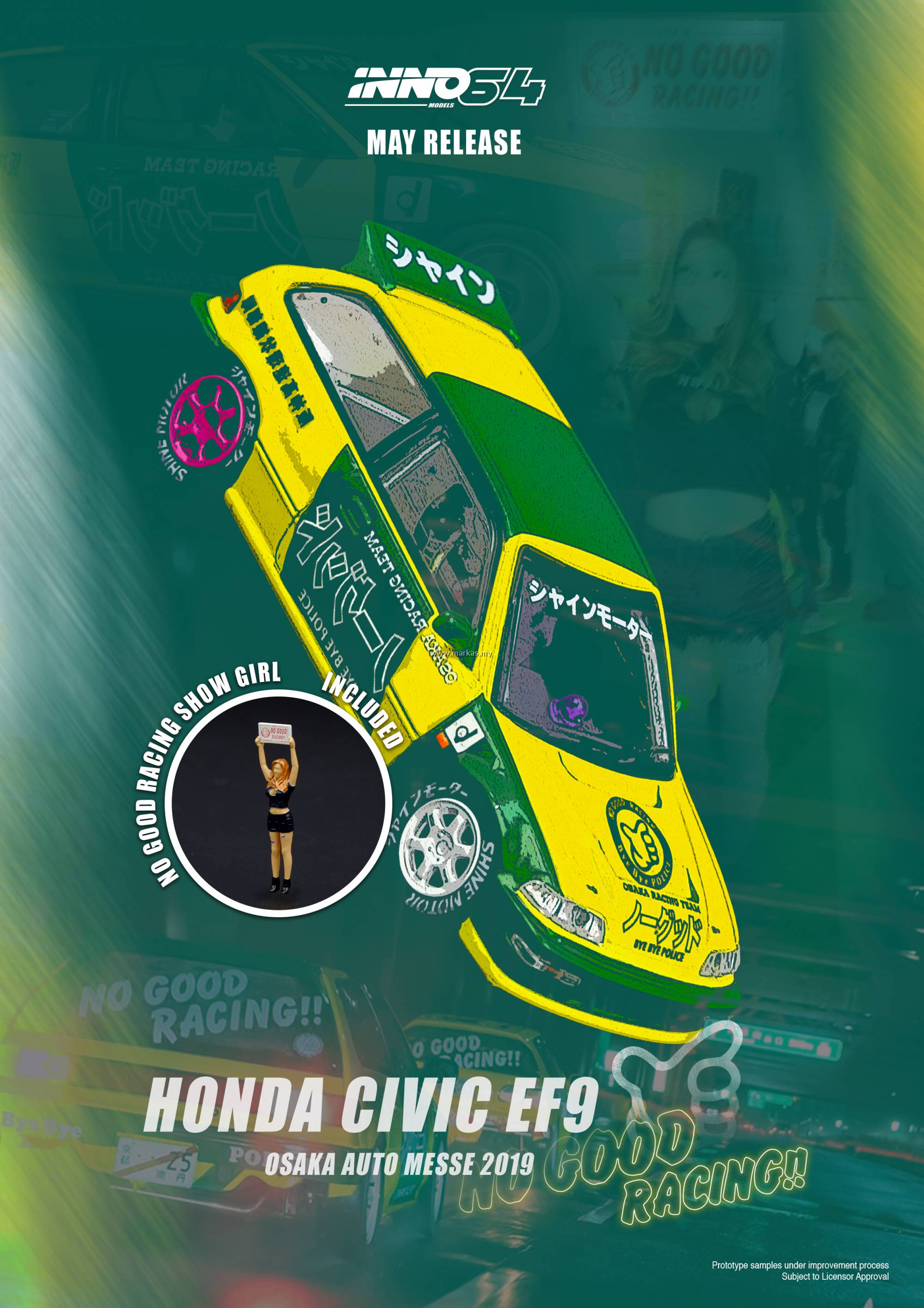 INNO MODELS INNO64 1/64 HONDA CIVIC EF9 NO GOOD RACING OSAKA AUTO MESSE ...