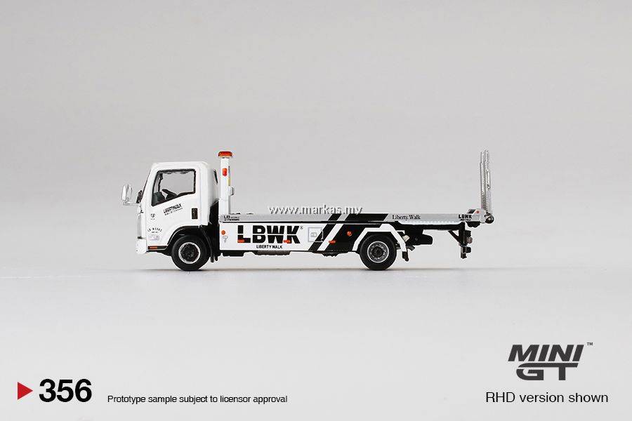 MINI GT 1/64 #356 ISUZU N SERIES VEHICLE TRANSPORTER LBWK WHITE