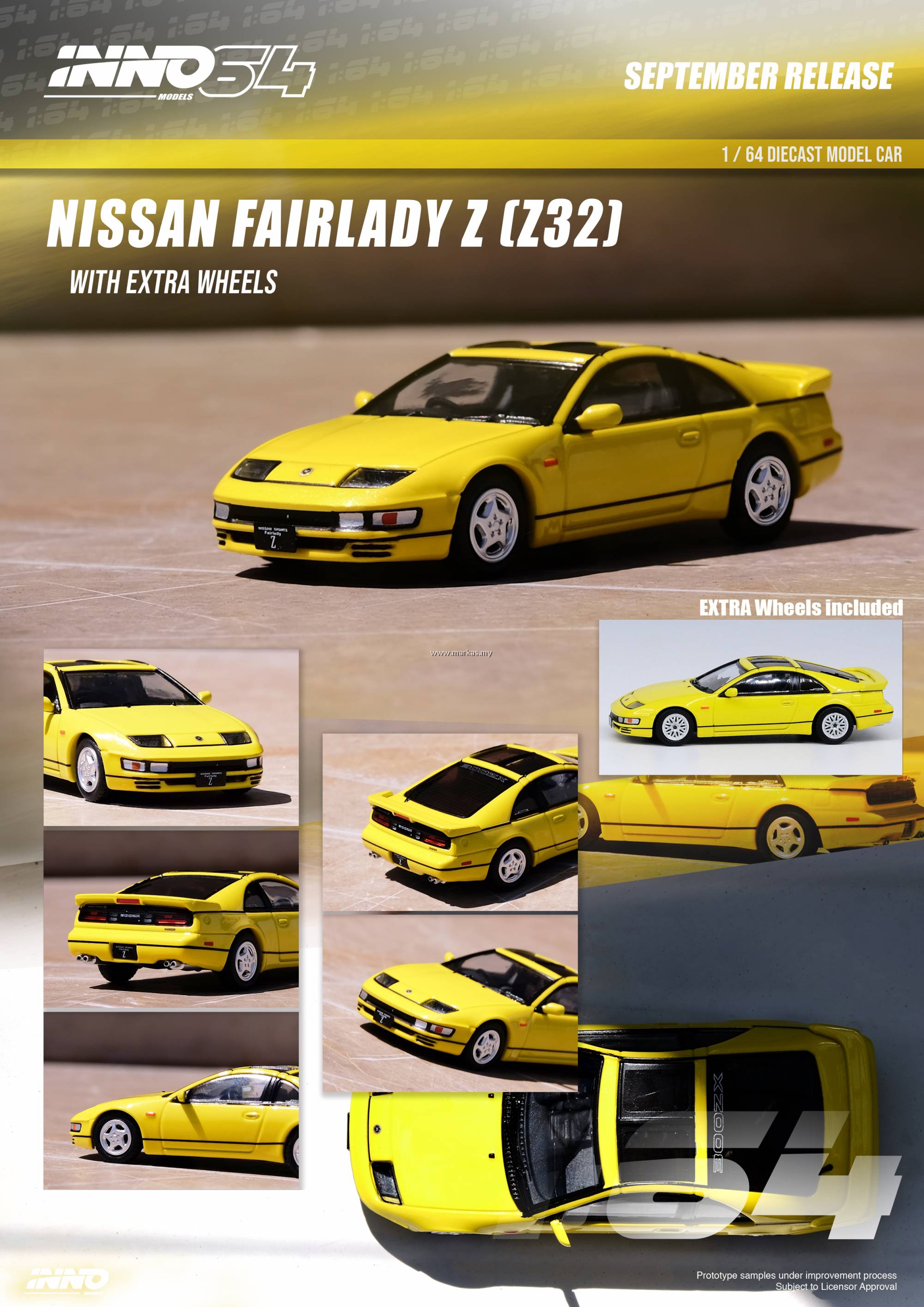 (PO) INNO MODELS INNO64 1/64 NISSAN FAIRLADY Z Z32 YELLOW PEARLGLOW ...