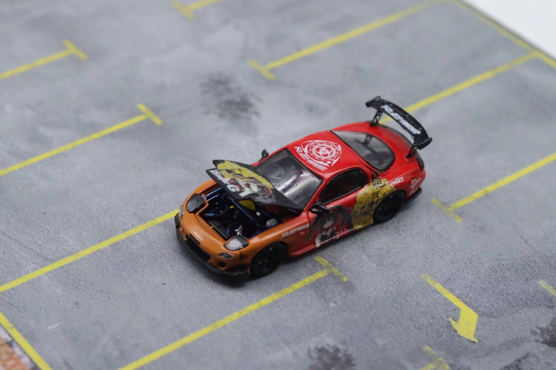 MASTER MODEL 1/64 MAZDA RX-7 RE SUPER G IKAROS ANIME WITH OPENING HOOD