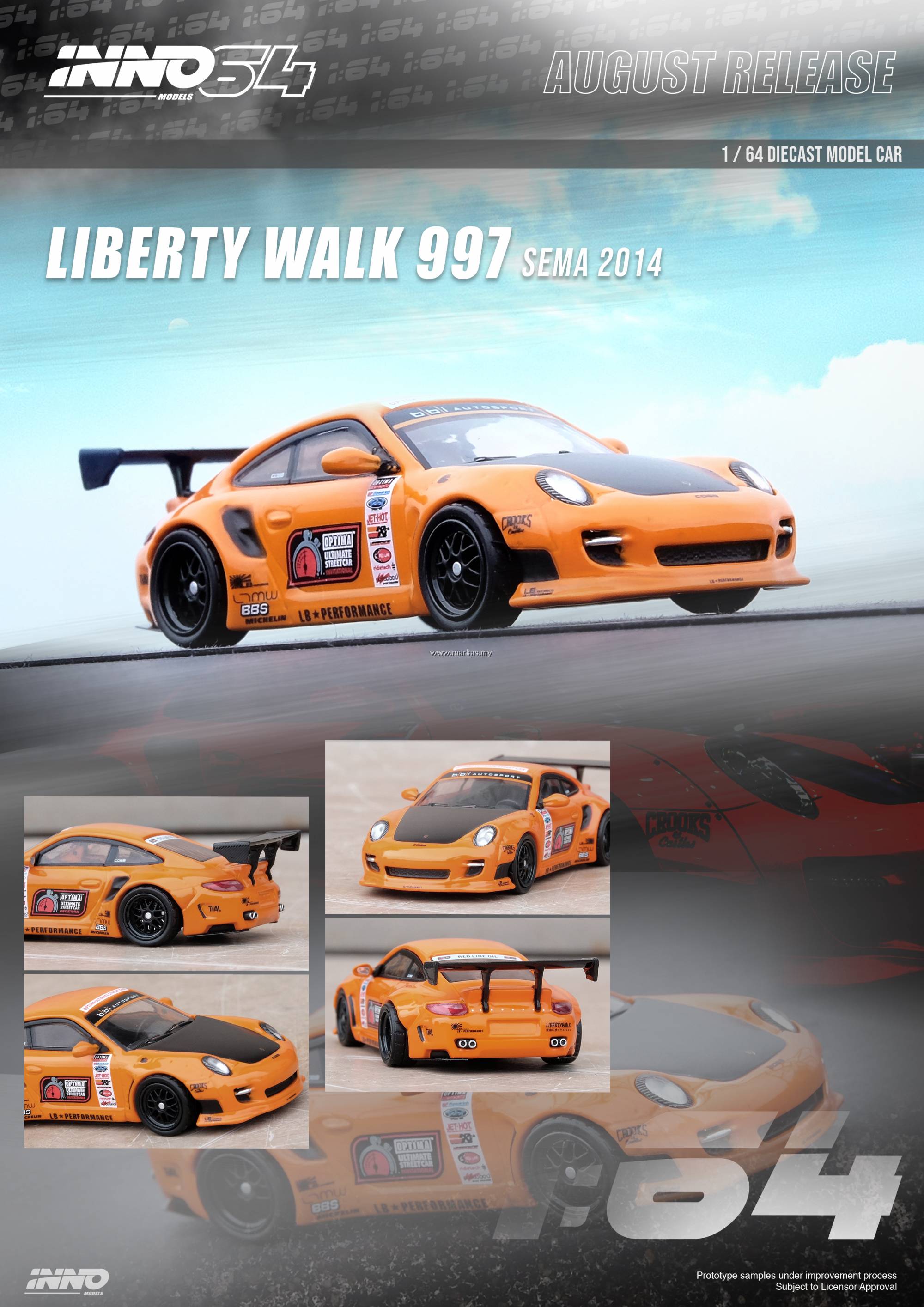 INNO MODELS INNO64 1/64 PORSCHE 997 LIBERTY WALK SEMA 2014
