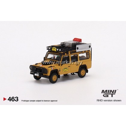 (PO) MINI GT 1/64 #463 LAND ROVER DEFENDER 110 1989 CAMEL TROPHY AMAZON ...