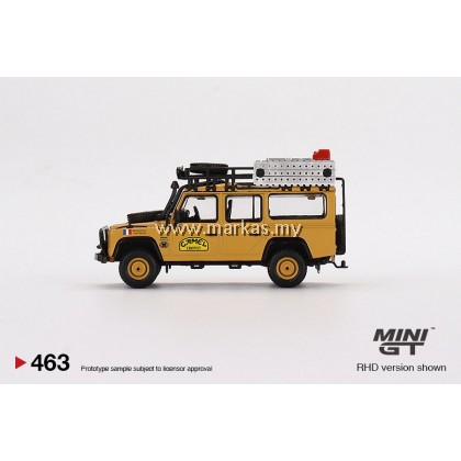 (PO) MINI GT 1/64 #463 LAND ROVER DEFENDER 110 1989 CAMEL TROPHY AMAZON ...